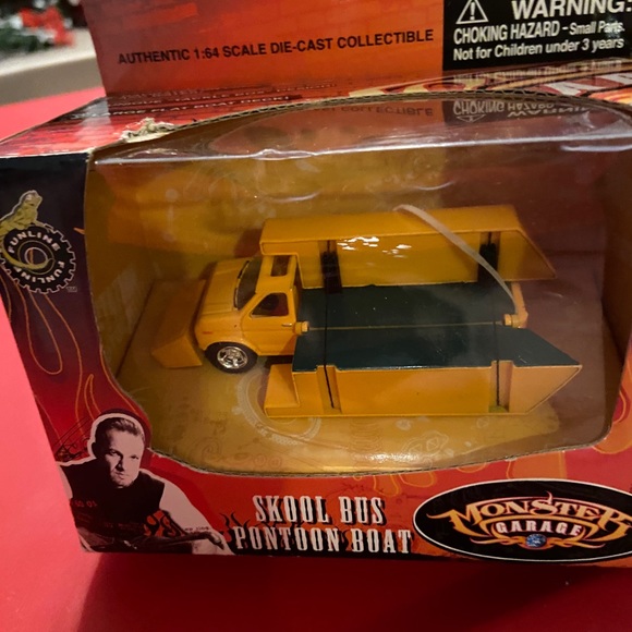 monster garage | Toys | Nib Monster Garage Skool Bus Pontoon Boat ...